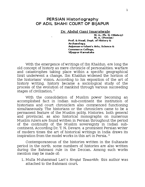 (DOC) Persian Historiography of the Adil Shahi Court of Bijapur