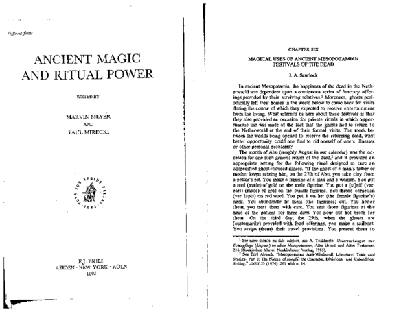 (PDF) Magical Uses of Ancient Mesopotamian Festivals of the Dead