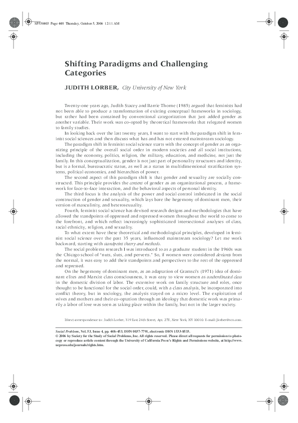 (PDF) Shifting Paradigms and Challenging Categories