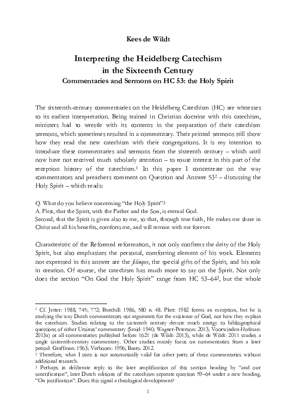 (PDF) Interpreting the Heidelberg Catechism in the Sixteenth Century ...