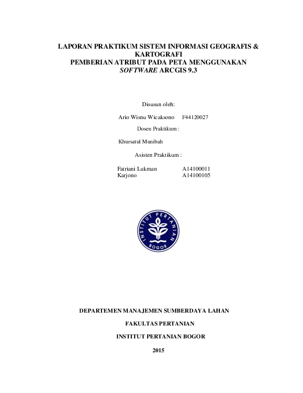 (PDF) PEMBERIAN ATRIBUT PADA PETA MENGGUNAKAN SOFTWARE ARCGIS 9.3 (2015)