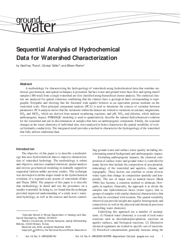 (PDF) Sequential Analysis of Hydrochemical Data for Watershed ...
