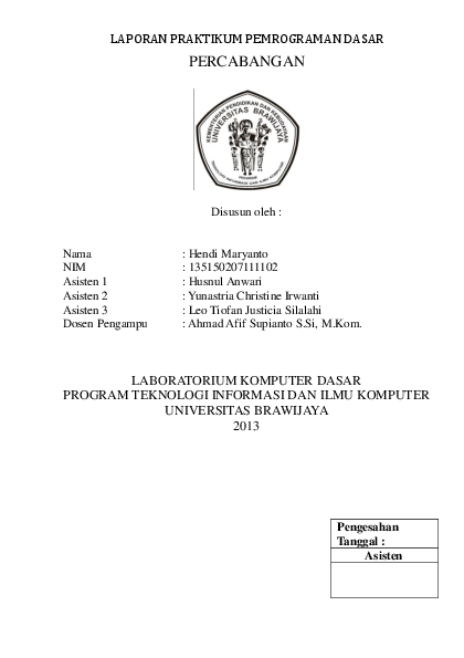 Pdf Laporan Praktikum Pemrograman Dasar Bab 2
