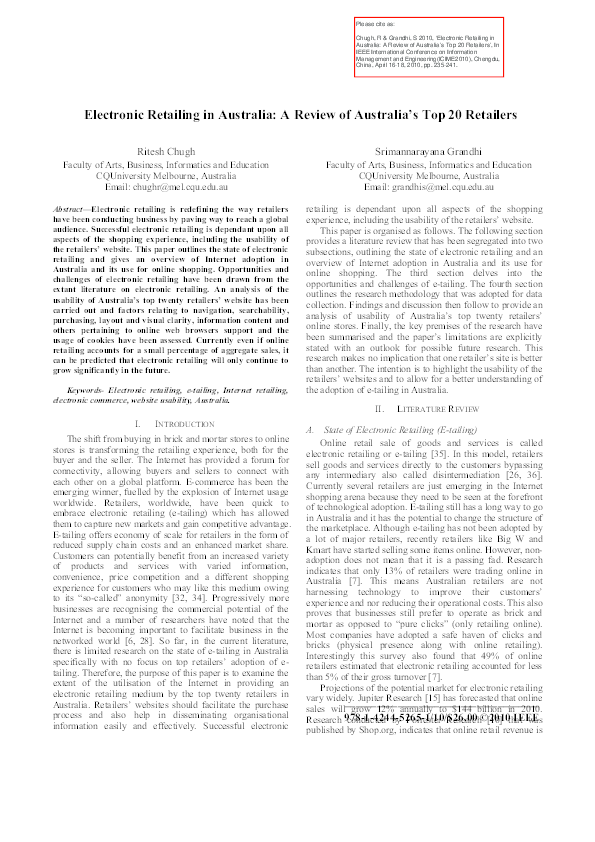 (PDF) Electronic Retailing in Australia: A Review of Australia’s Top 20 ...