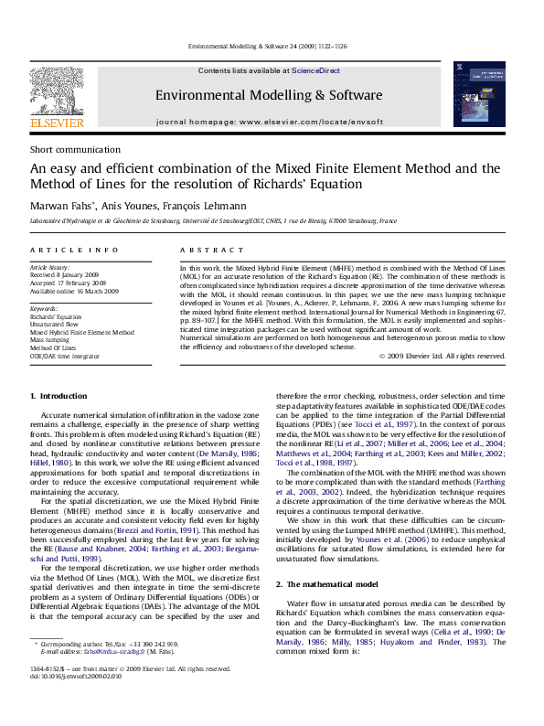 Pdf An Easy And Efficient Combination Of The Mixed Finite Element