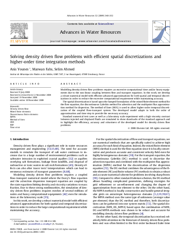 Pdf Solving Density Driven Flow Problems With Efficient Spatial