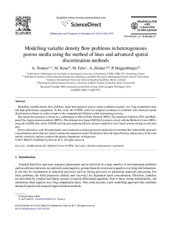 Pdf Modelling Variable Density Flow Problems In Heterogeneous Porous Media Using The Method Of