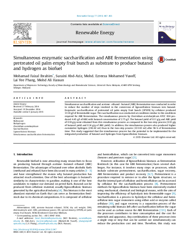 (PDF) Simultaneous enzymatic saccharification and ABE fermentation ...