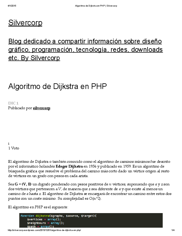 Pdf Algoritmo De Dijkstra En Php Silvercorp