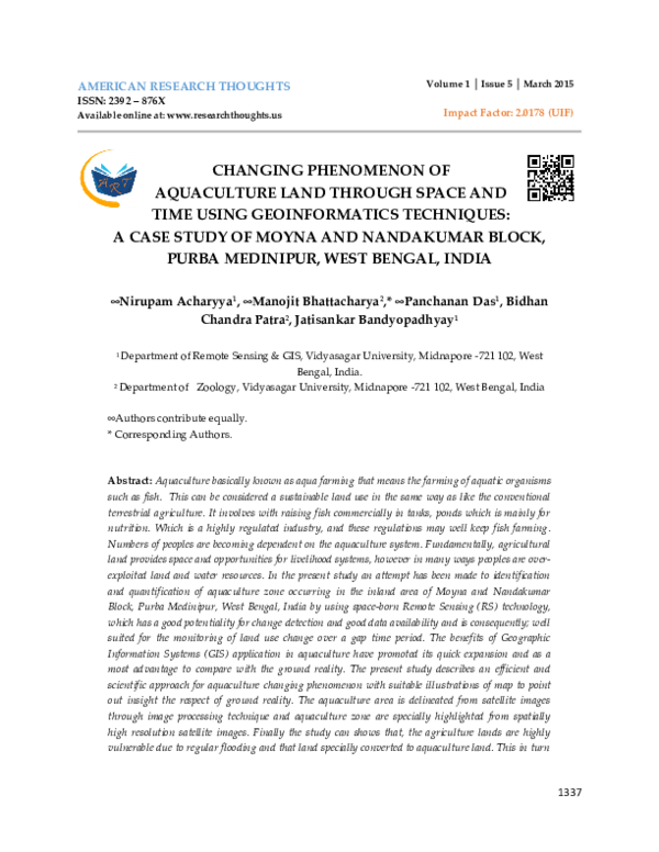 (PDF) CHANGING PHENOMENON OF AQUACULTURE LAND THROUGH SPACE AND TIME ...