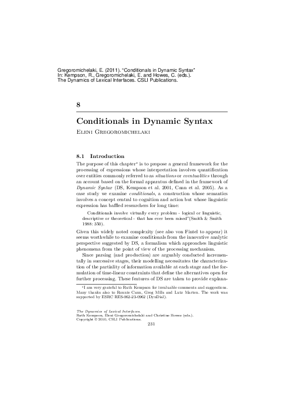 (PDF) Conditionals in dynamic syntax
