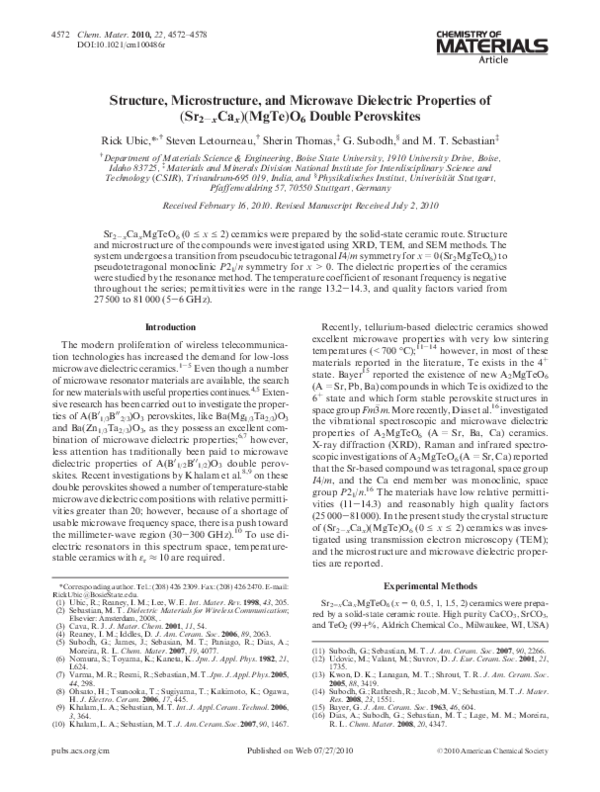 Pdf Structure Microstructure And Microwave Dielectric Properties Of