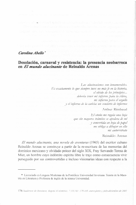 (PDF) Carolina Abello, "Desolación, carnaval y resistencia: la ...