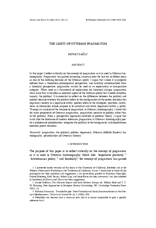 (PDF) The Limits of Ottoman Pragmatism