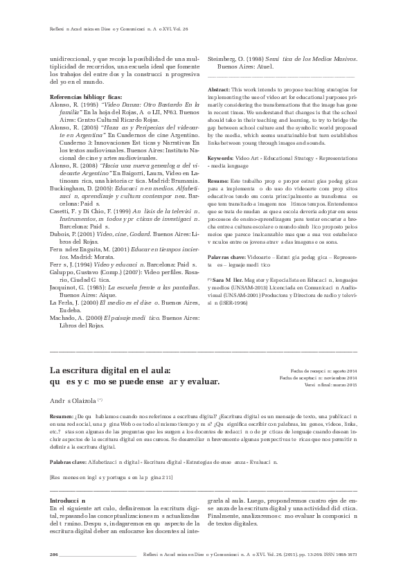 (PDF) La escritura digital en el aula: qué es y cómo se puede enseñar y ...