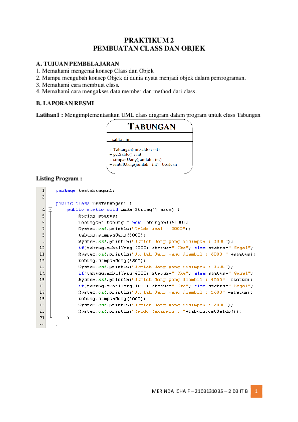 (PDF) Pembuatan Class dan Objek