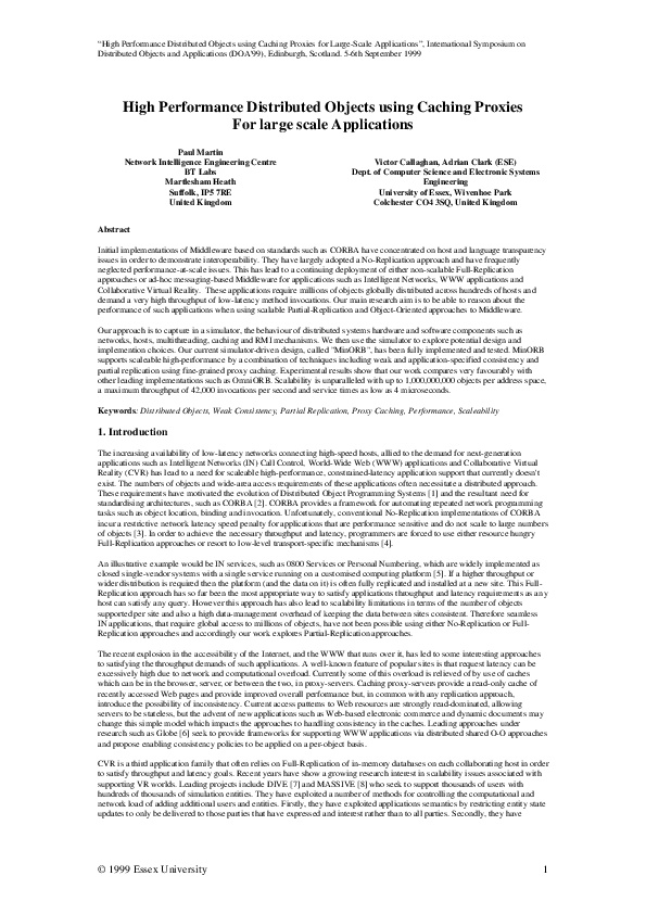 (PDF) High Performance Distributed Objects using Caching Proxies For large scale Applications