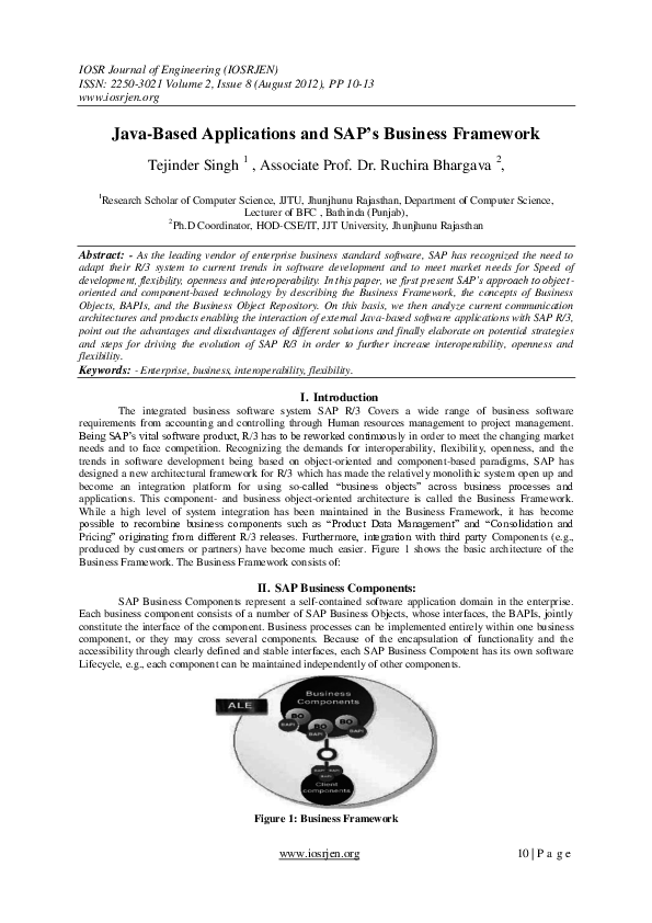 (PDF) Java-Based Applications and SAP's Business Framework