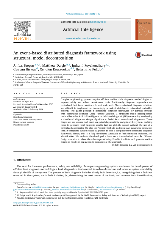 (PDF) An event-based distributed diagnosis framework using structural model decomposition