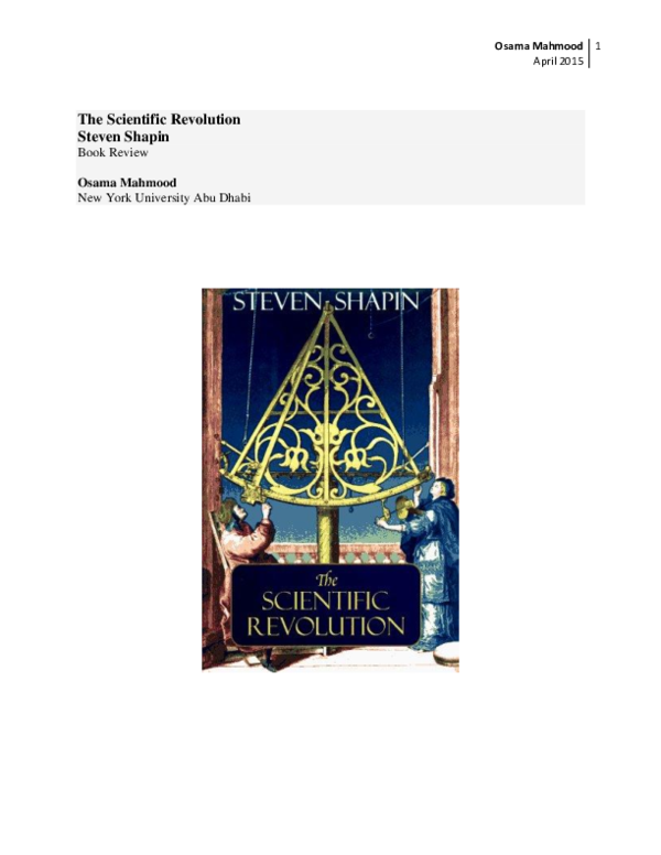 (PDF) The Scientific Revolution by Steven Shapin (Book Review)