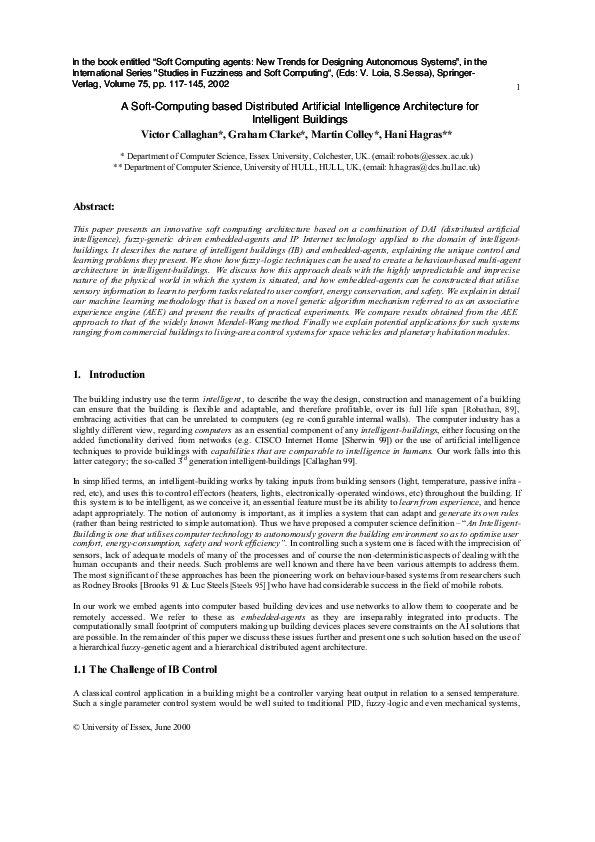(PDF) A Soft-Computing based Distributed Artificial Intelligence Architecture for Intelligent ...