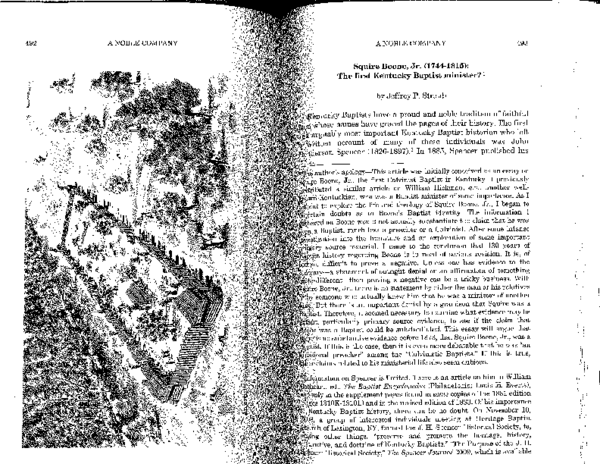 (PDF) Squire Boone, Jr. (1744-1815): The First Kentucky Baptist Minister?