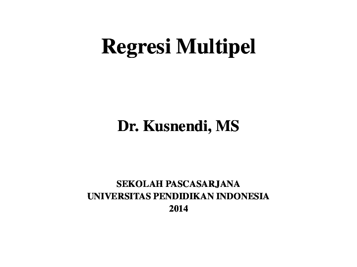 (PDF) Regresi Multipel - Statistik Multivariat