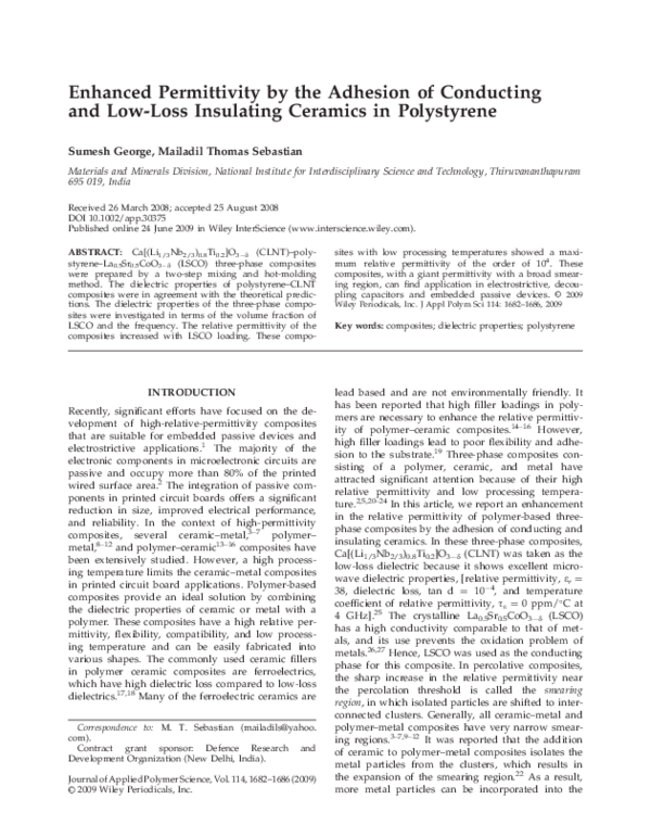(PDF) Enhanced Permittivity by the Adhesion of Conducting and Low-Loss ...