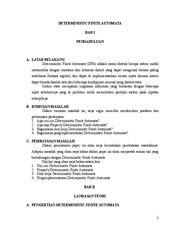 (DOC) DETERMINISTIC FINITE AUTOMATA (DOC) DETERMINISTIC FINITE AUTOMATA