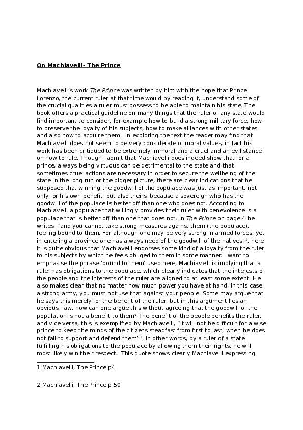 (DOC) Machiavelli - The Prince