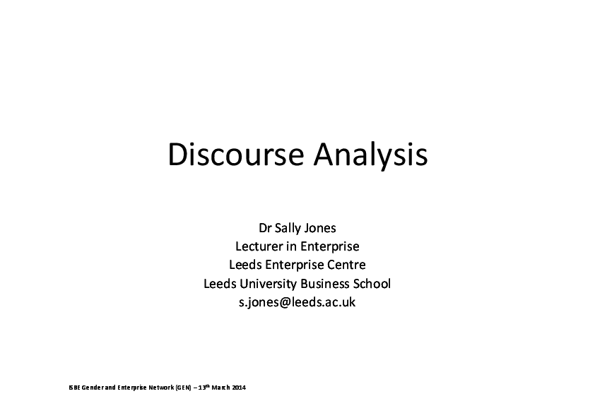 (PDF) Discourse Analysis: Textual Contextual Sociological