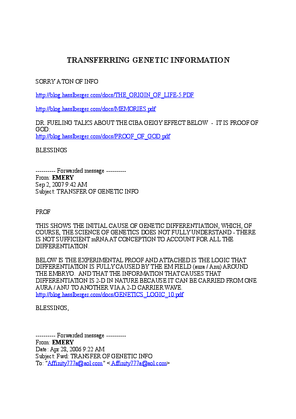 (DOC) TRANSFERRING GENETIC INFO FROM ONE ORGANISM TO ANOTHER