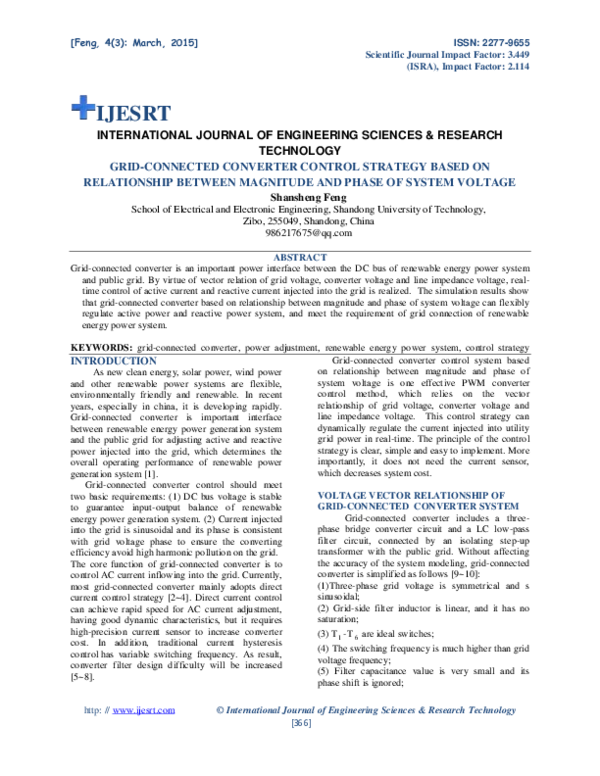 Pdf Grid Connected Converter Control Strategy Based On Relationship