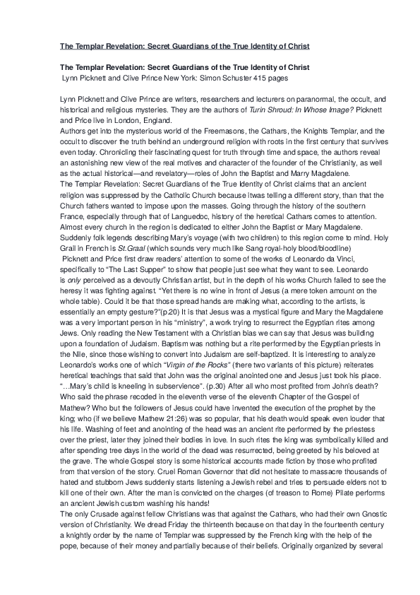 (DOC) The Templar Revelation: Secret Guardians of the True Identity of ...
