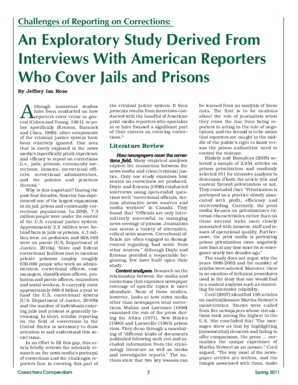 (PDF) Challenges of Reporting on Corrections: An Exploratory Study ...