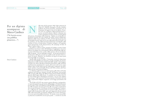 (PDF) Per un dipinto scomparso di Marco Cardisco, in "Kronos", 13, 2009