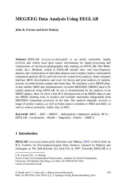 (PDF) MEG/EEG Data Analysis Using EEGLAB