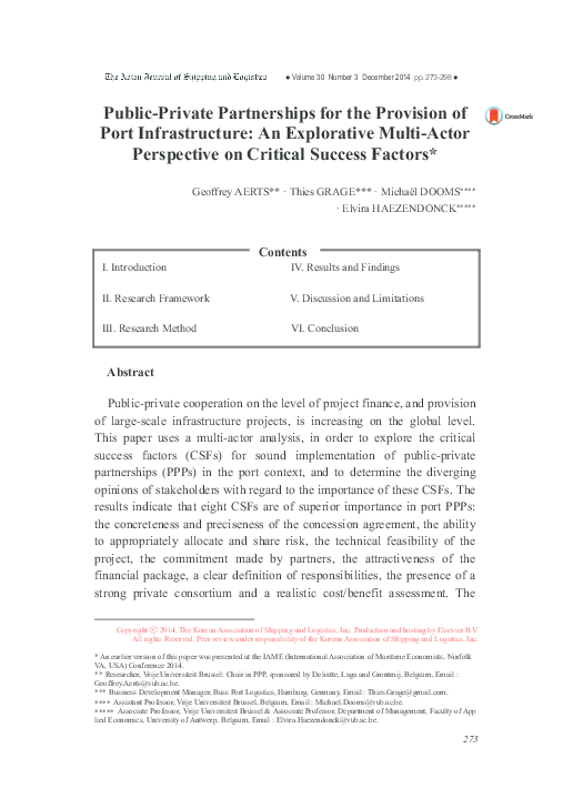 (PDF) Public-Private Partnerships for the Provision of Port ...