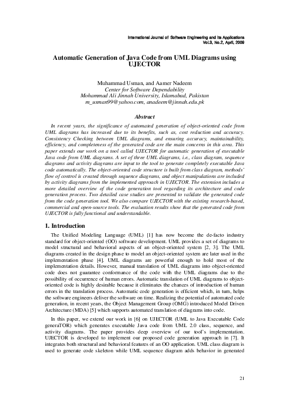 Pdf Automatic Generation Of Java Code From Uml Diagrams Using Ujector