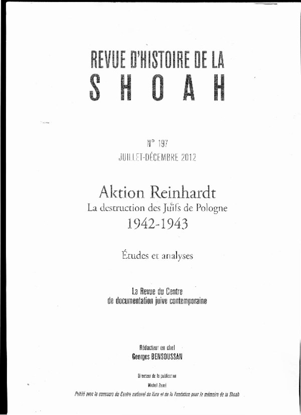(PDF) Les exécuteurs de l’Aktion Reinhardt : les SS-Sonderkommandos de ...