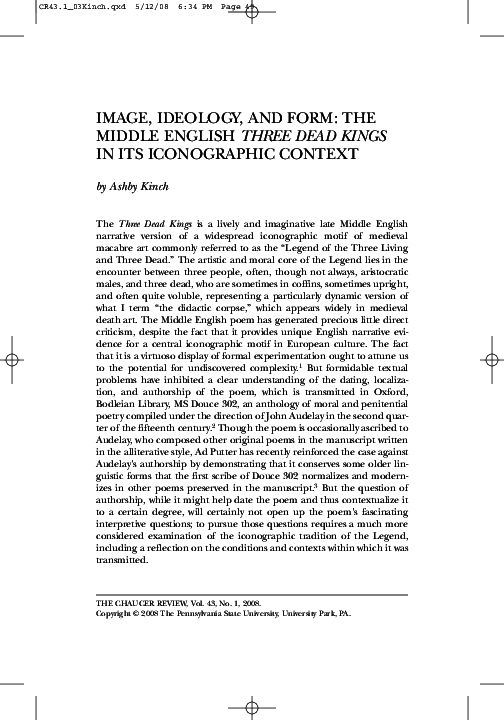 (PDF) Image, Ideology, and Form: The Middle English Three Dead Kings in ...