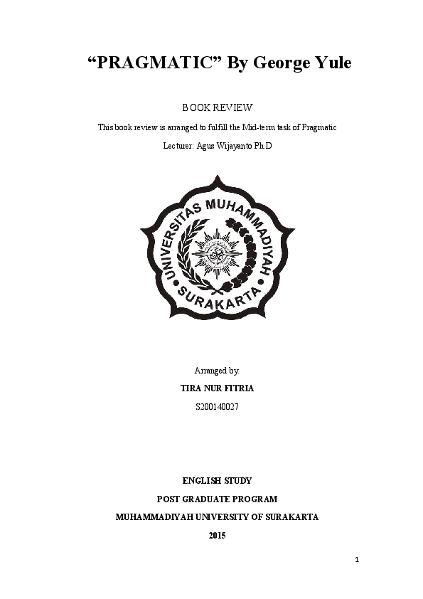 (PDF) Book Review of Pragmatic ( George Yule)