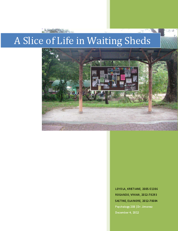 (PDF) A Slice of Life in Waiting Sheds: Physical Traces in UP Diliman