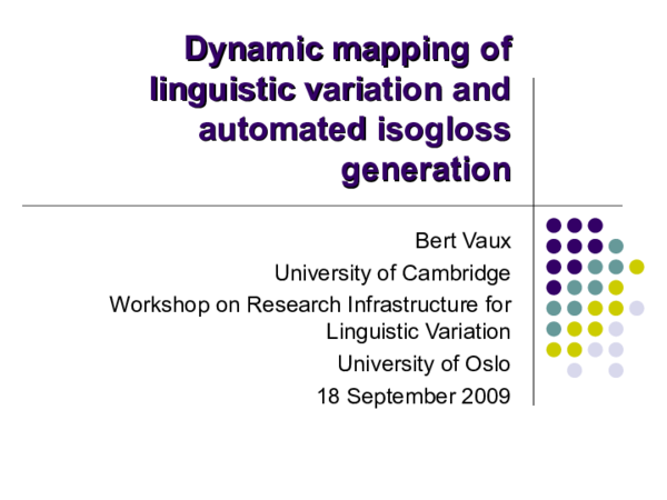 (PPT) Dynamic mapping of linguistic variation and automated isogloss ...