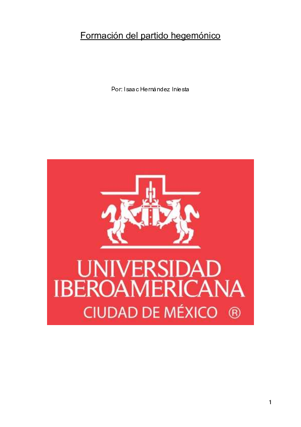 (PDF) La formación del Partido Hegemónico PRN; PRI.