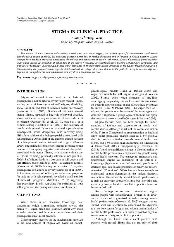 (PDF) STIGMA IN CLINICAL PRACTICE