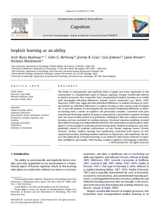 (PDF) Implicit learning as an ability | luis jimenez and Colin DeYoung ...