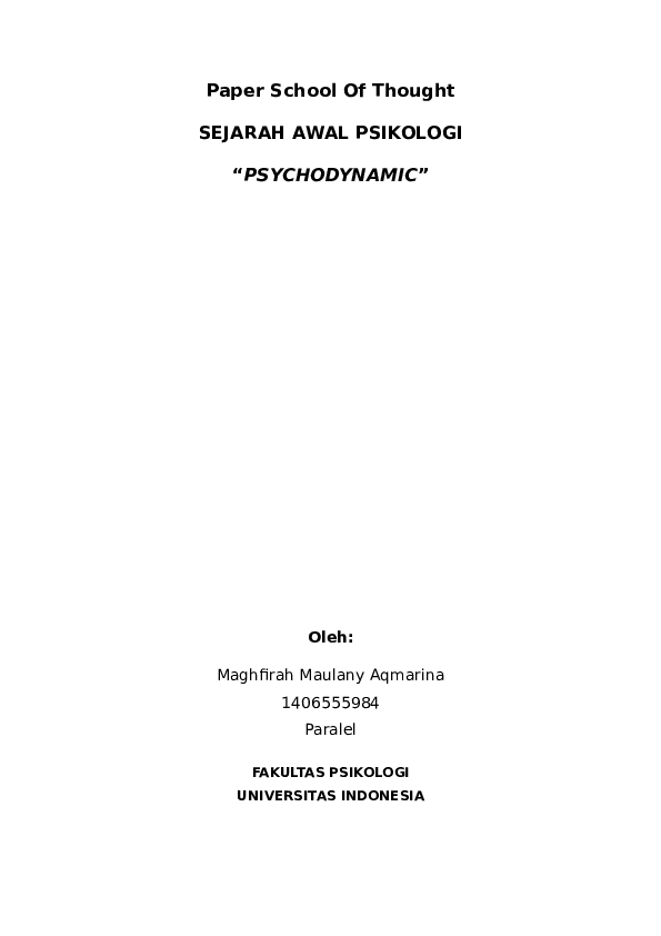 (DOC) Paper Psychodynamics (+ Personal Experience)