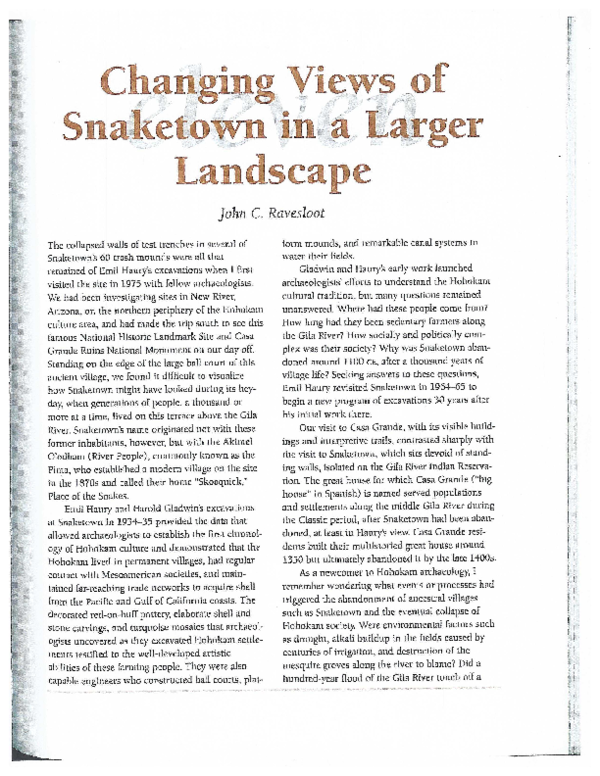 (PDF) Changing Views of Snaketown in a Larger Landscape