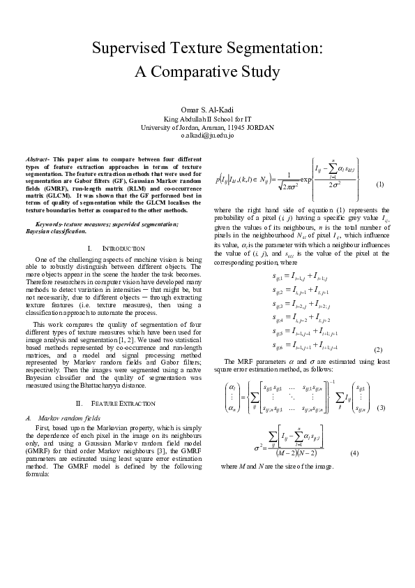 (PDF) Supervised texture segmentation: a comparative study